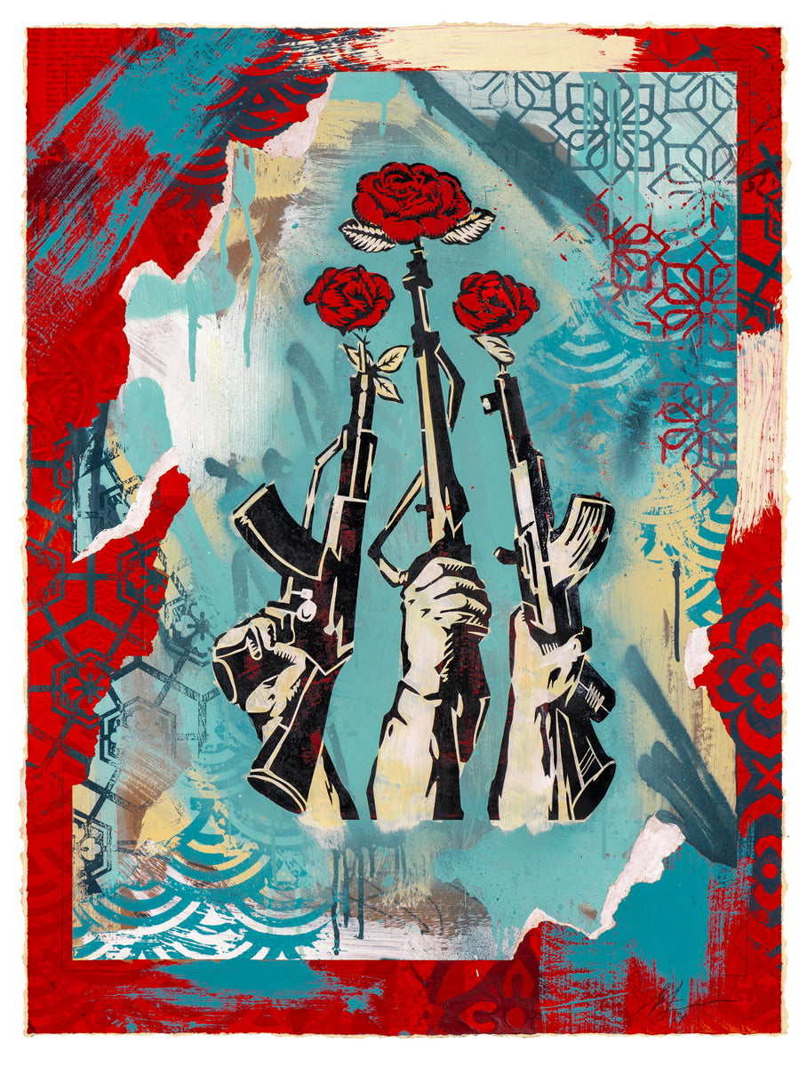 Shepard Fairey | Guns and Roses (Red/Blue) – Mortal Machine Gallery